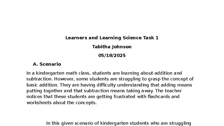Learners and Learning Science Task 1: Effective Math Instruction ...