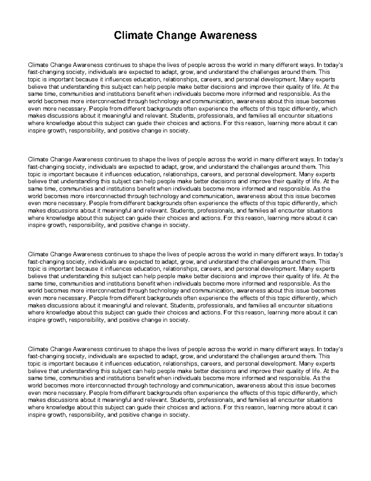 Essay 3: Understanding Climate Change Awareness and Its Impact - Studocu
