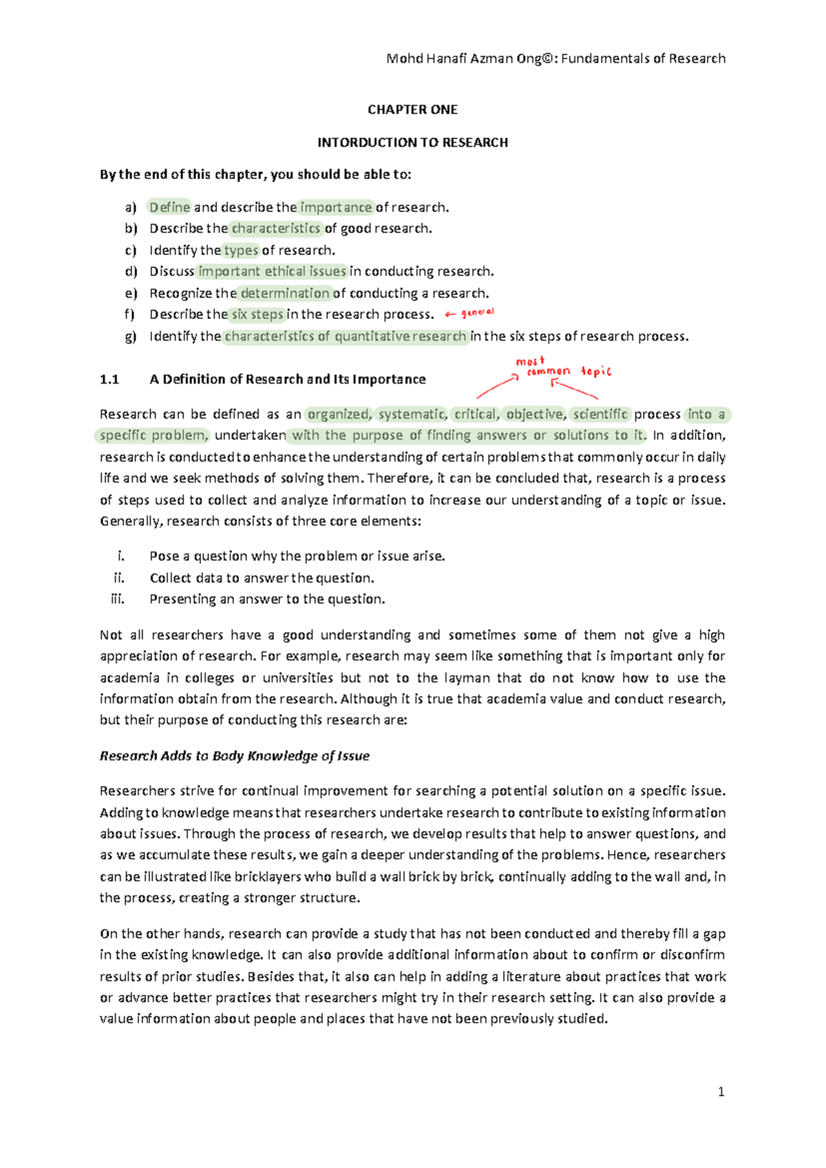 Fundamentals of Research: Chapter One - Introduction to Research ...
