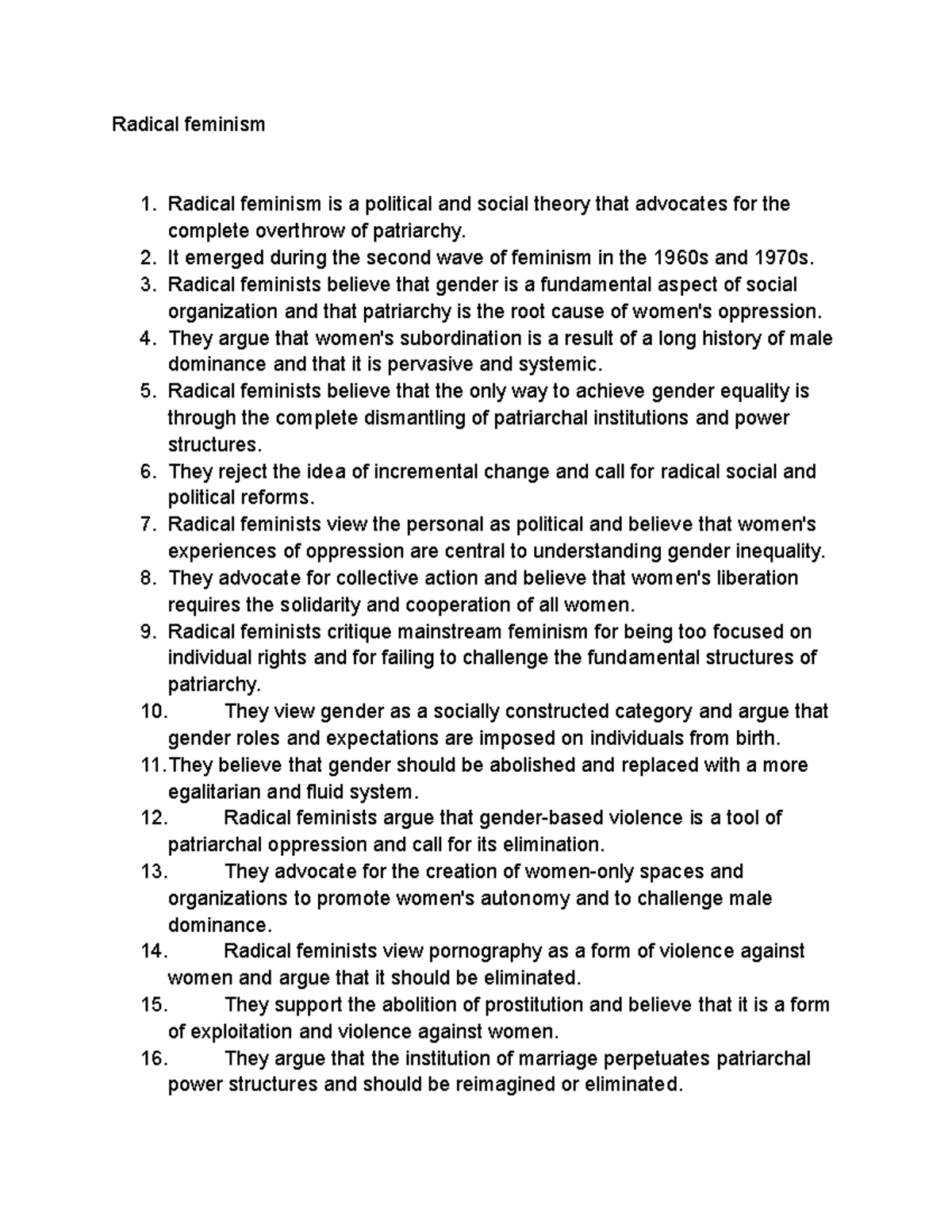 Radical feminism - Radical feminism Radical feminism is a political and ...