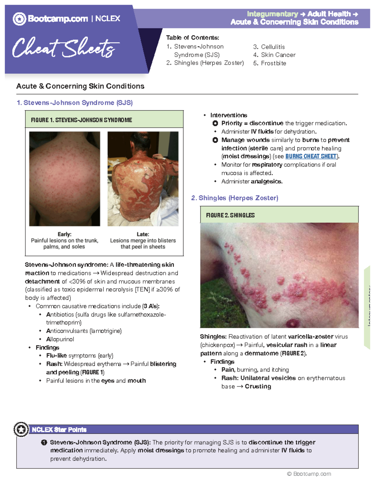 Acute & Concerning Skin Conditions Cheat Sheet (NURS 101) - Studocu