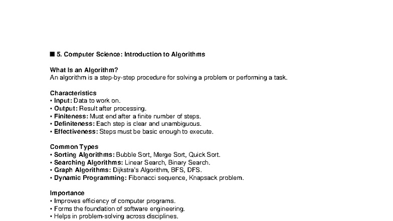 CS101: Intro to Algorithms - Understanding Key Concepts and Types - Studocu