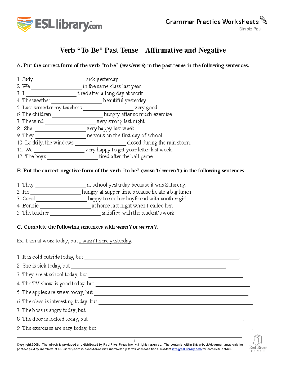 Past Simple Grammar Practice Worksheet (Verb "To Be") - Studocu