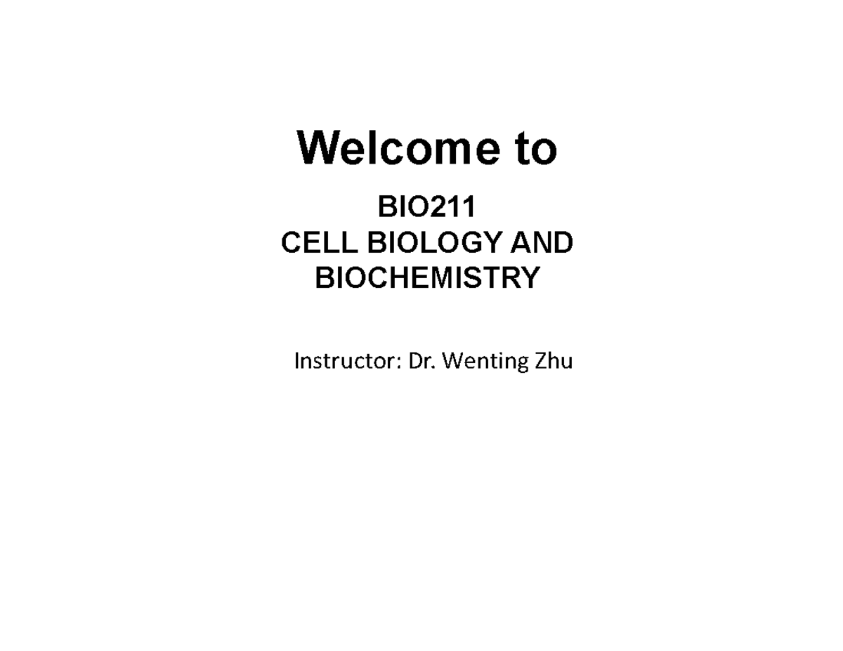 Cell Biology and Biochemistry Overview - BIO211 Lecture Notes - Studocu