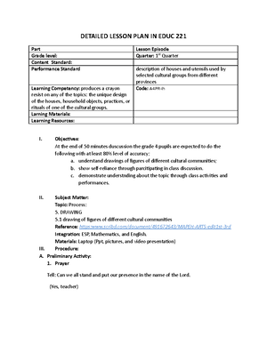 5E's Science DLP - Lesson Plan in Science IV Grade Level: 4 Date: Quarter: 4th Quarter Time ...