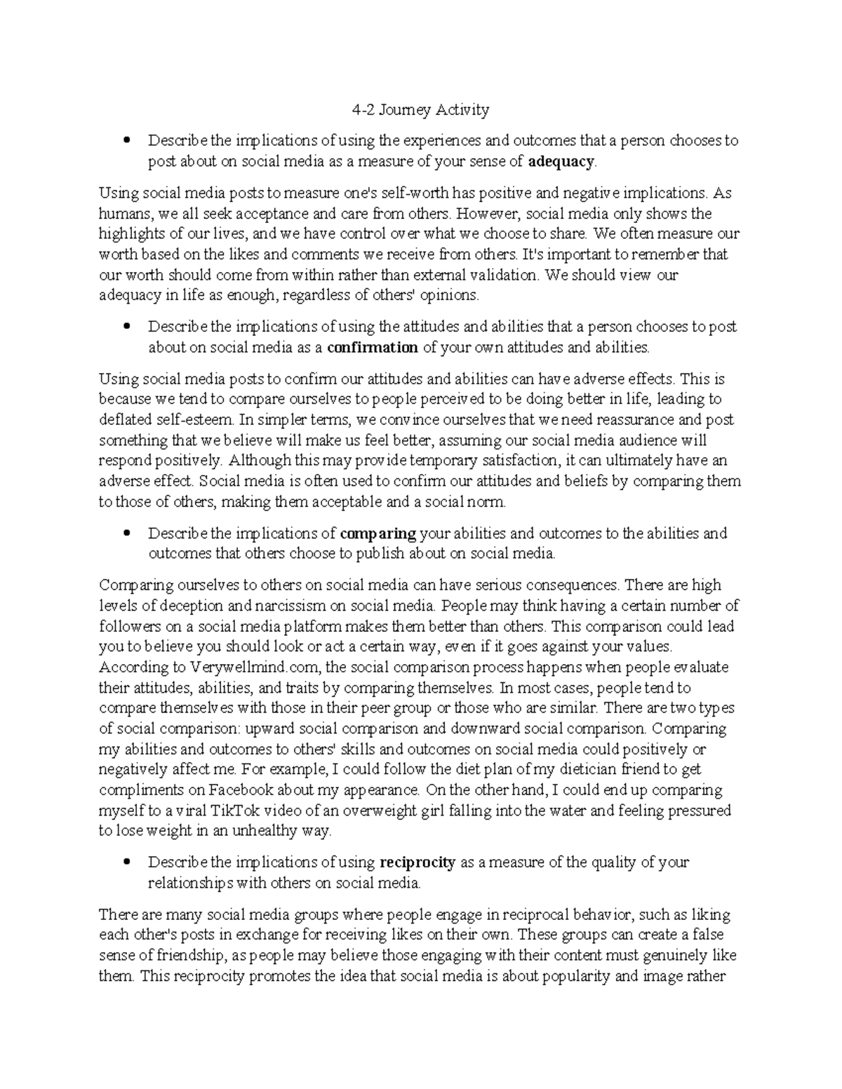 PSY 355 Module Four Activity: Social Media and Self-Perception Analysis ...