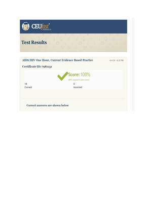 Ceufast Test Results AIDS HIV One Hour, Current Evidence Based Practice ...