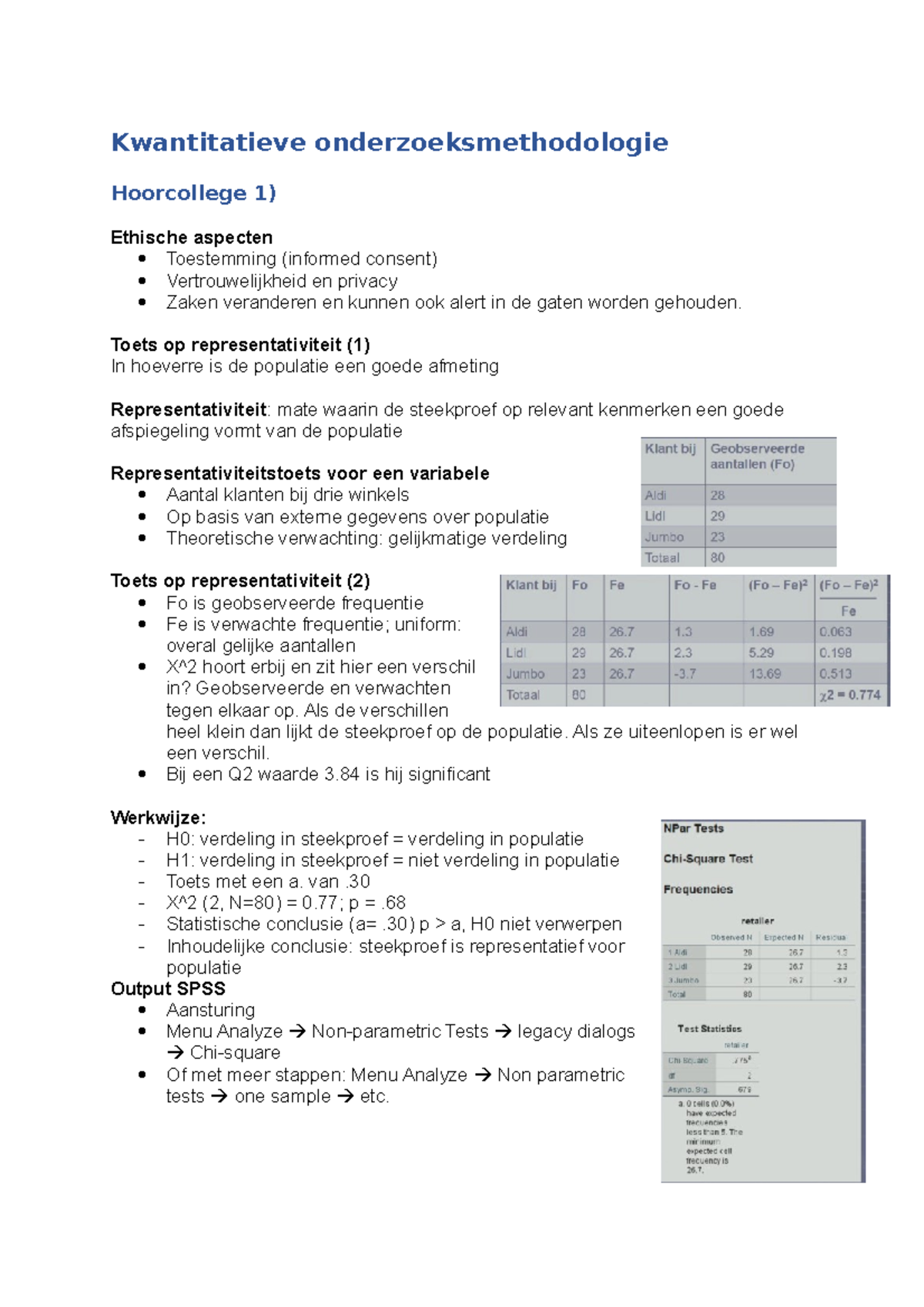 Kwantitatieve Onderzoeksmethodologie: Hoorcollege & Toetsing van ...