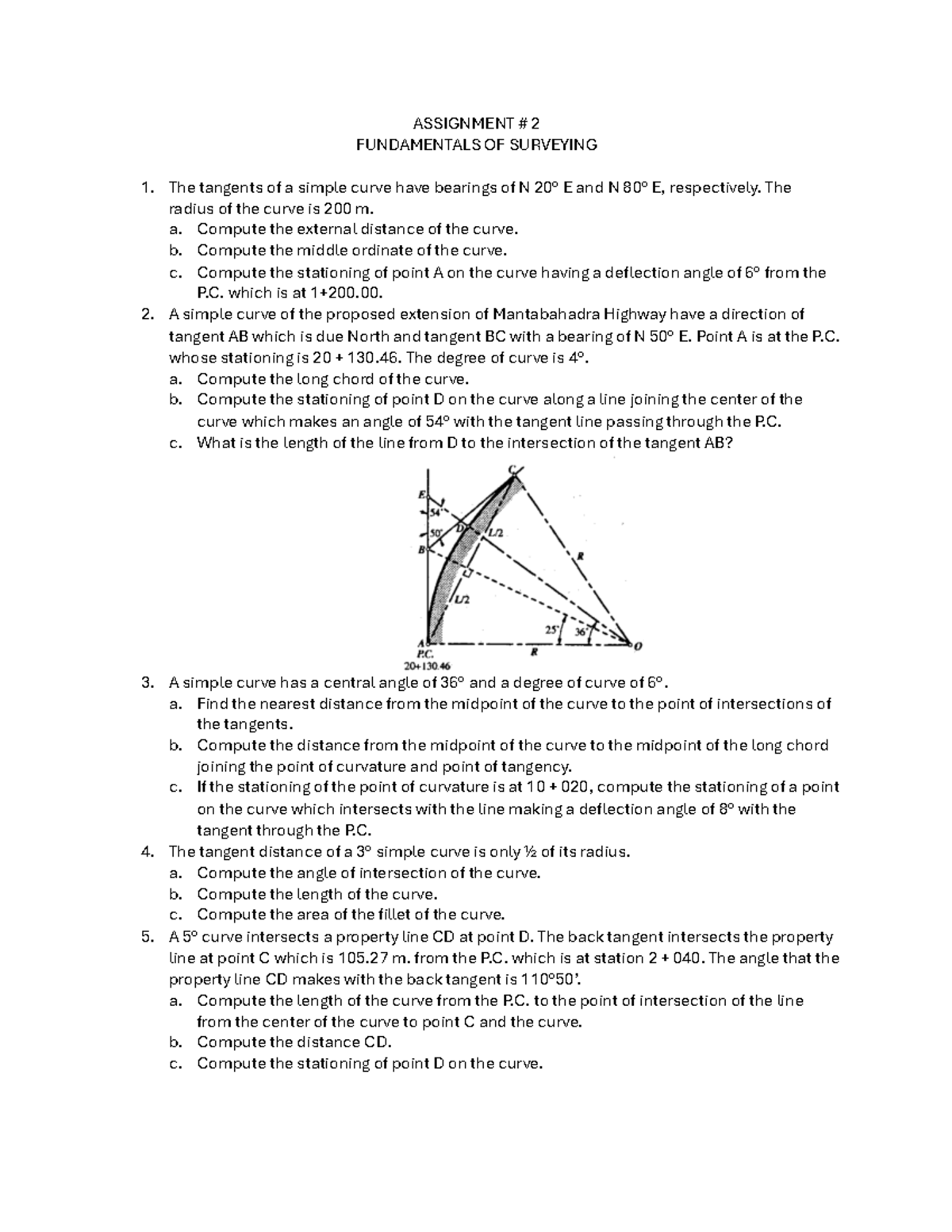 Fundamentals of Surveying Assignment 2 - Curve Calculations and Analysis - Studocu