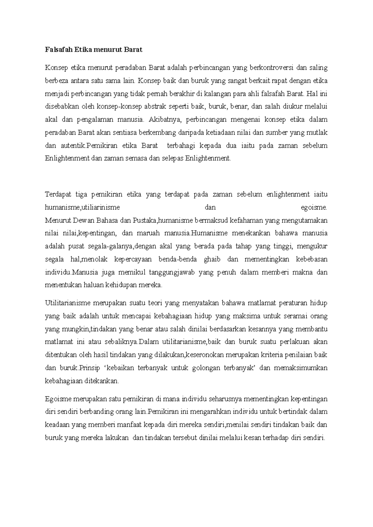 Falsafah Etika dalam Pemikiran Barat: Asas, Teori & Perkembangan - Studocu