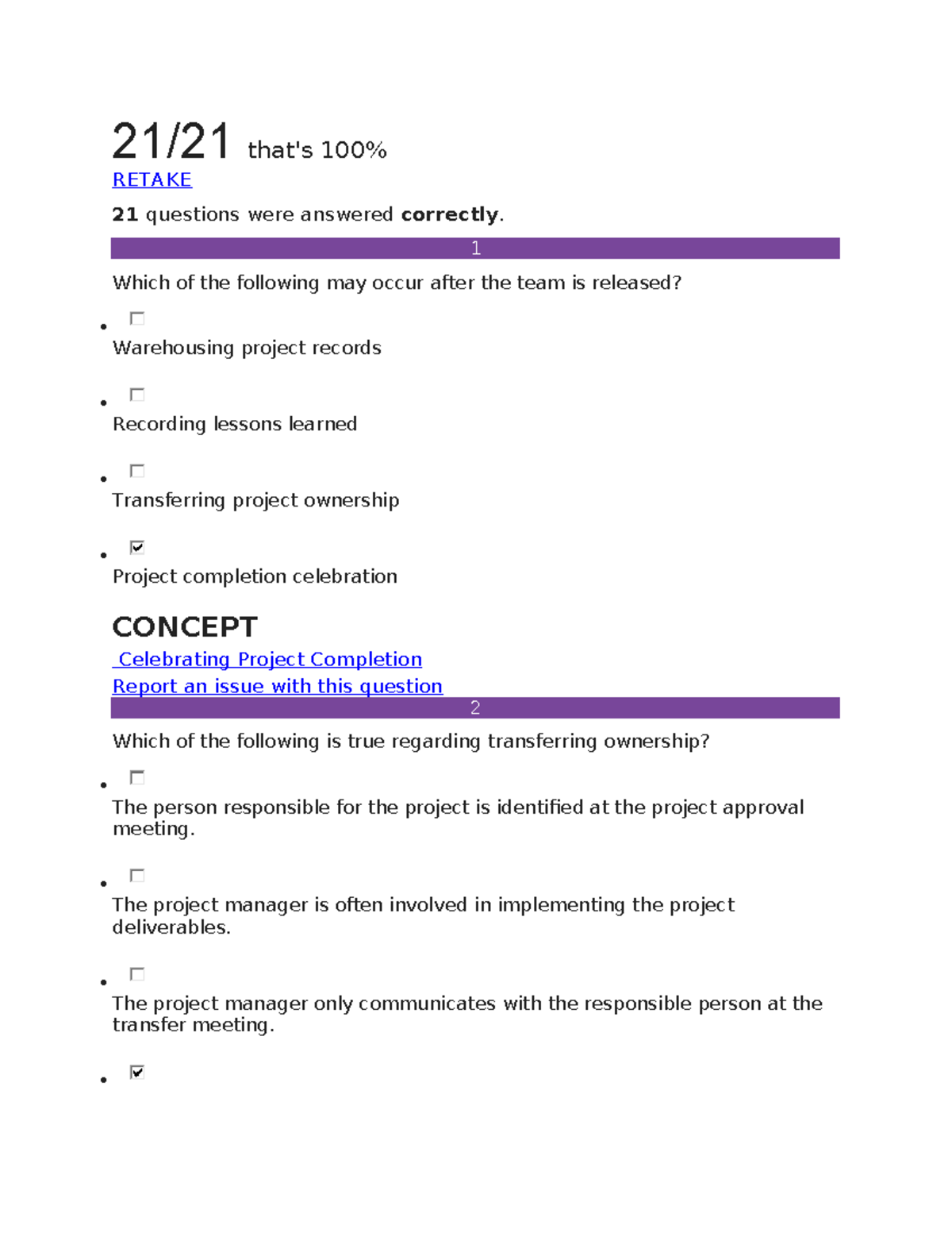 Project Management - Unit 4 Review Questions for Milestone 4 - Studocu
