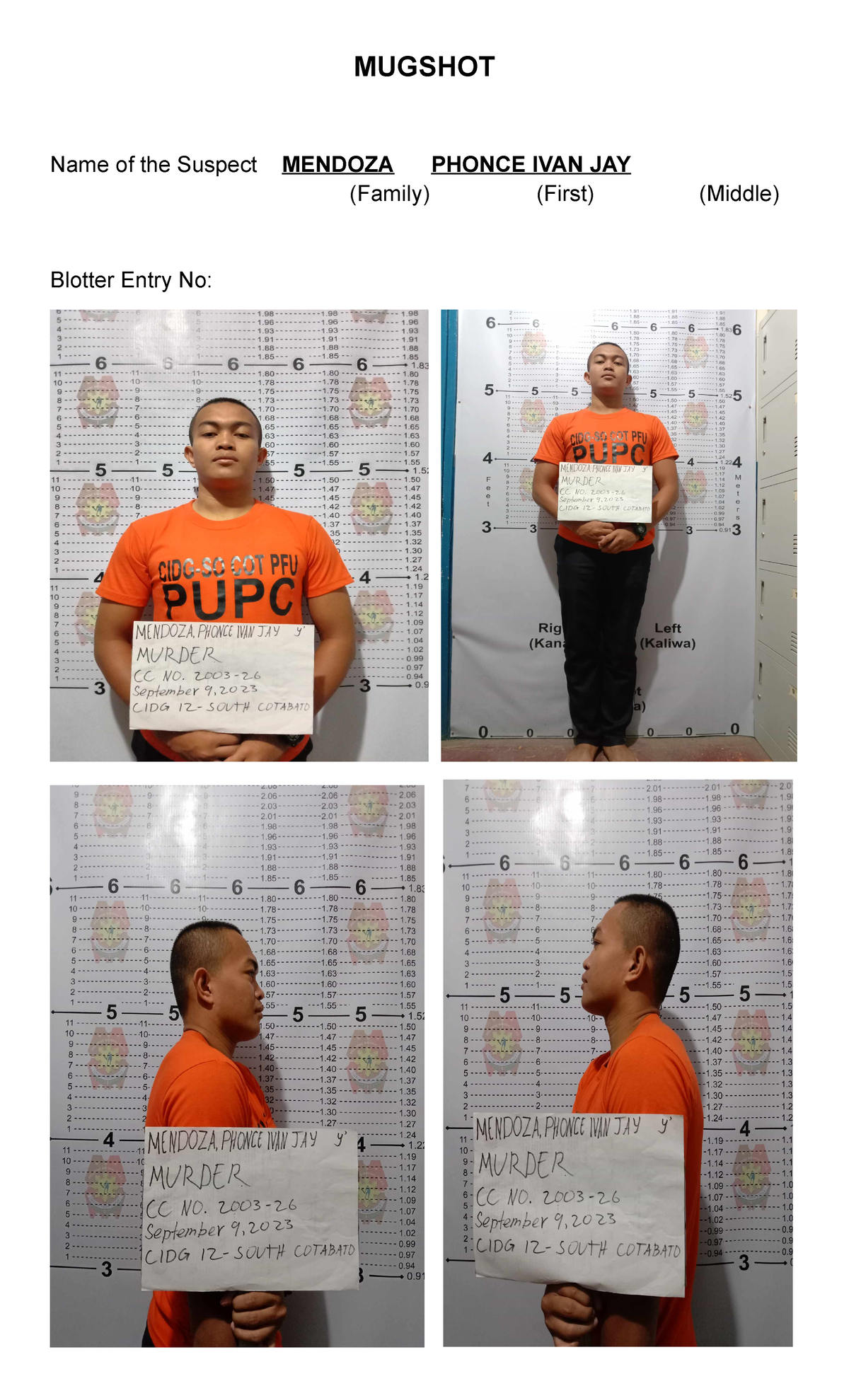 Mugshot Report for Criminology Students - Case Details Analysis - Studocu