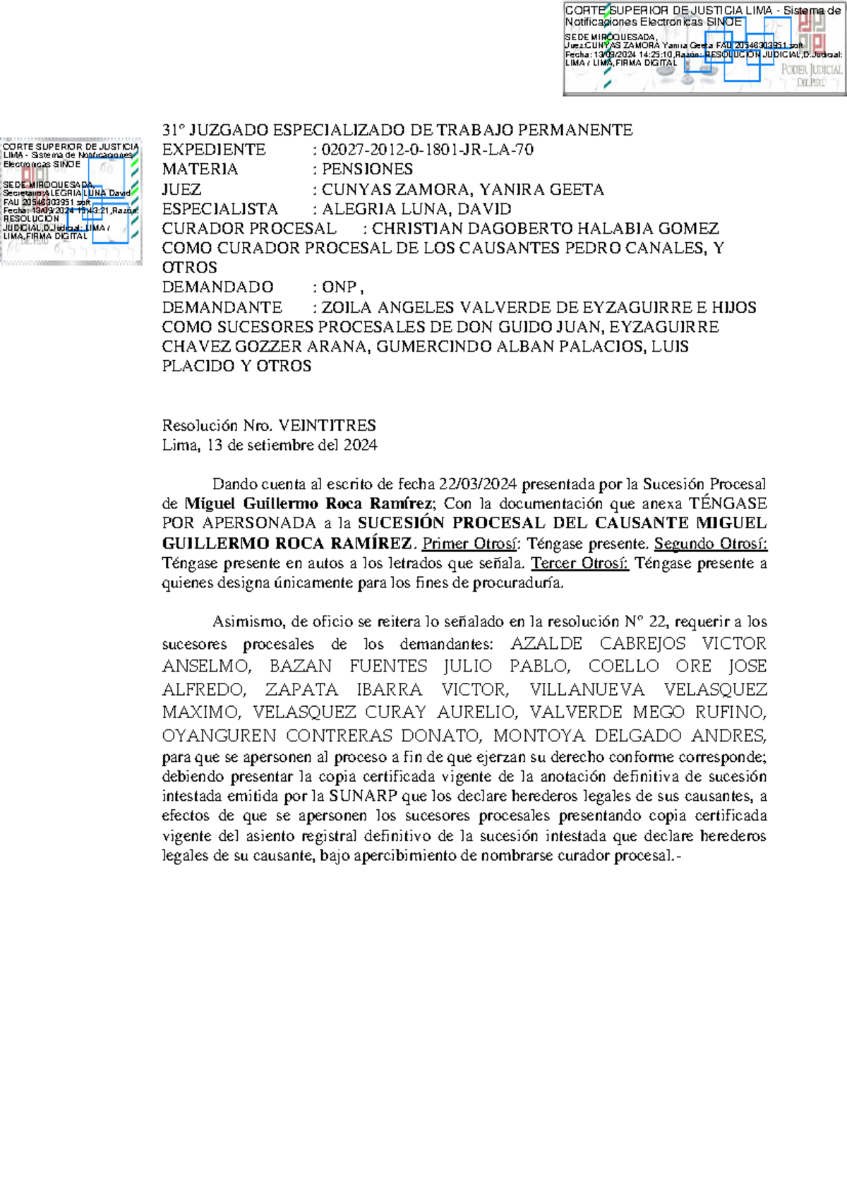Resolución Judicial Nro. 23 - Expediente de Pensiones FAU 20546303951 ...