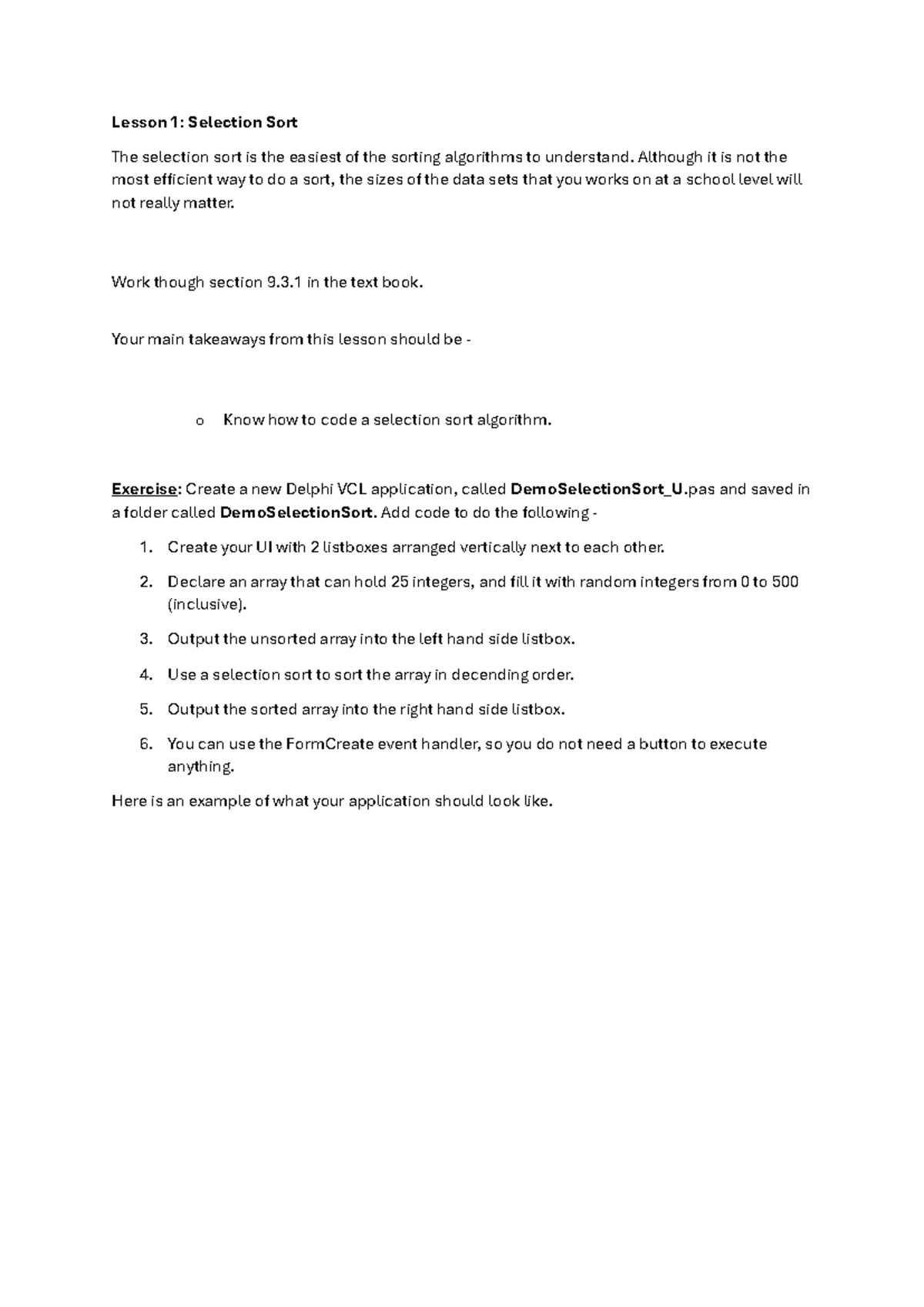 Module 5 IT Notes: Lesson on Selection & Binary Sort Algorithms - Studocu