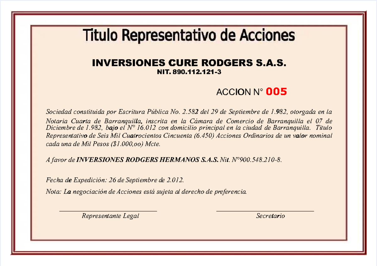 Pdf-modelo-de-titulo-representativo-de-acciones-de-sociedad compress - INVERSIONES CURE RODGERS ...