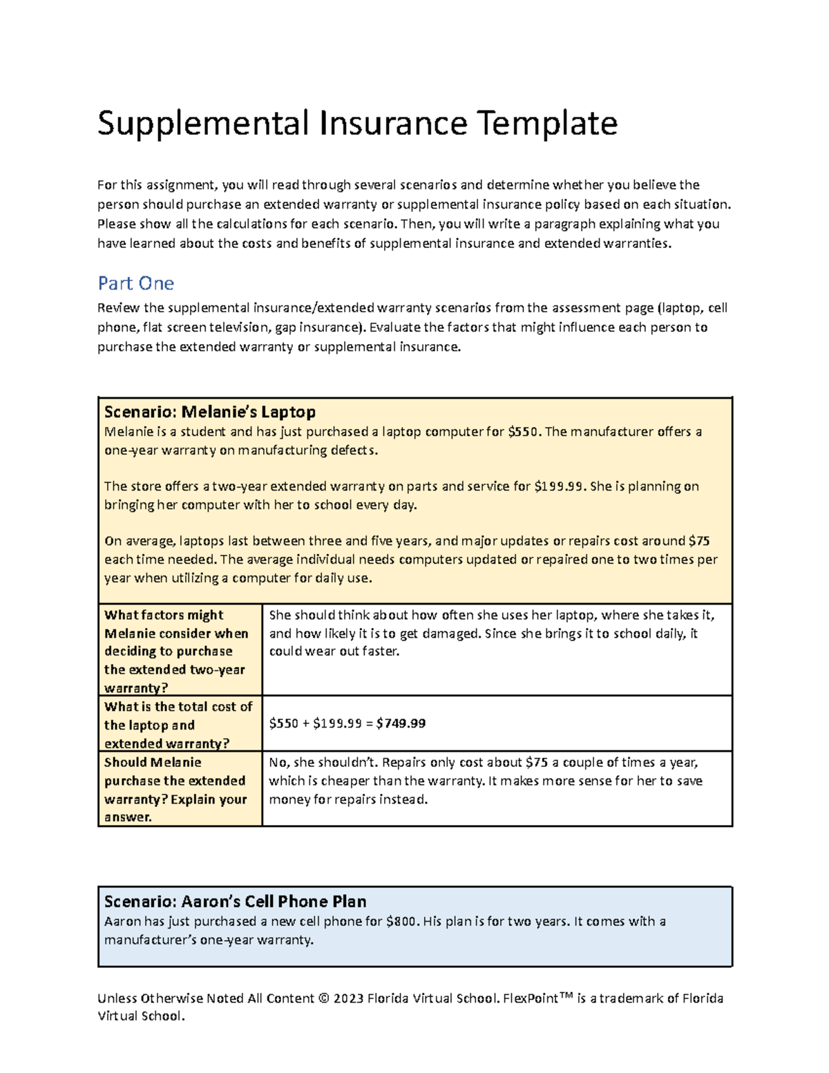 Supplemental Insurance Evaluation: Scenarios & Analysis (4.04) - Studocu