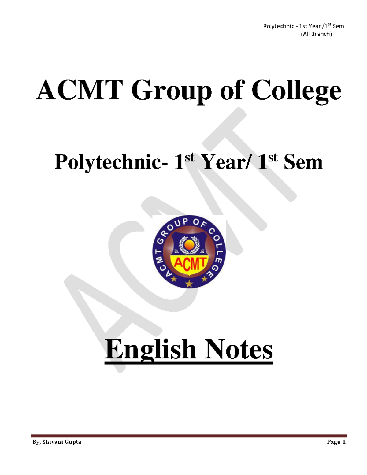 English Grammar Notes for 1st Year Polytechnic (ACMT Group) - Studocu