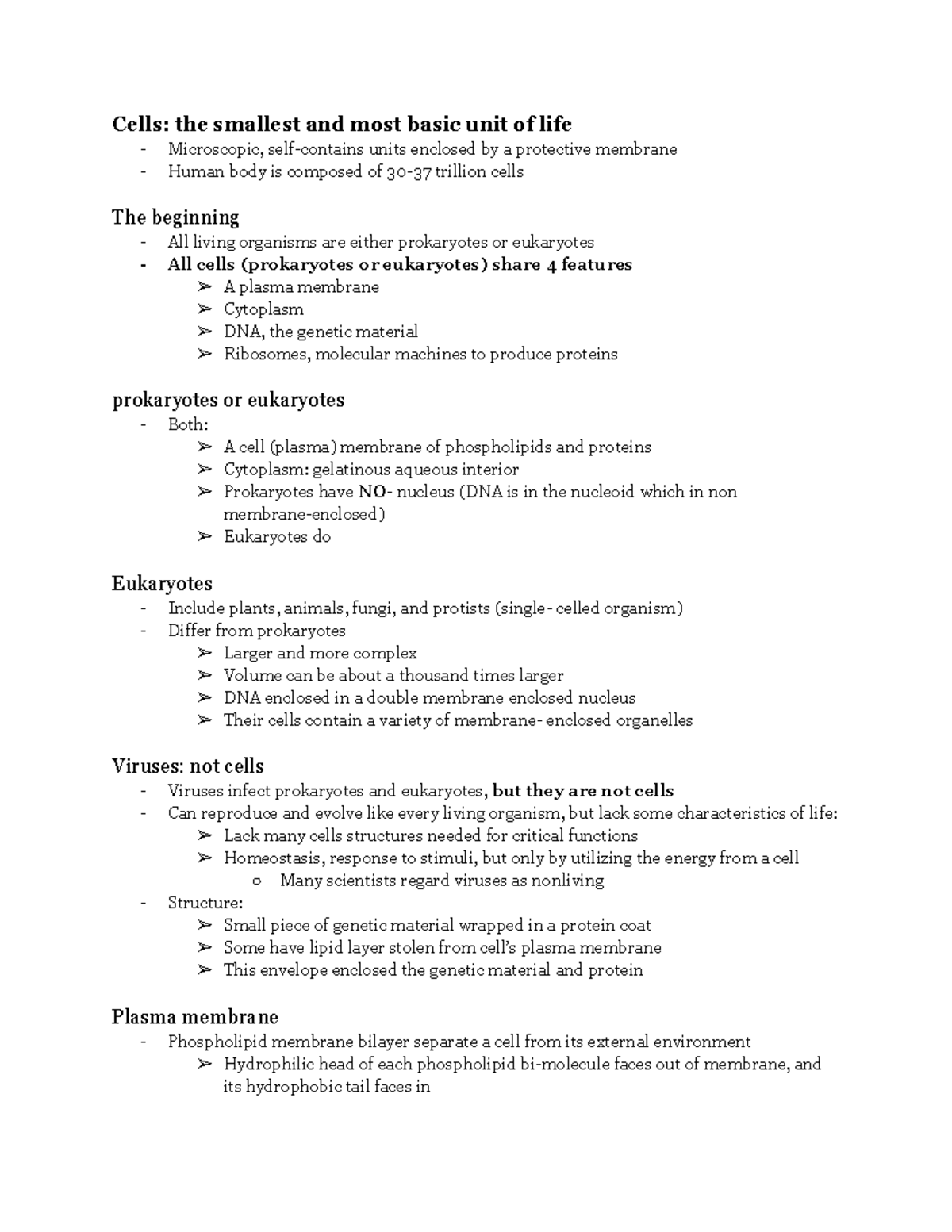 Bio 1500 Unit 1 Notes: Cells, Organelles & Transport Mechanisms - Studocu