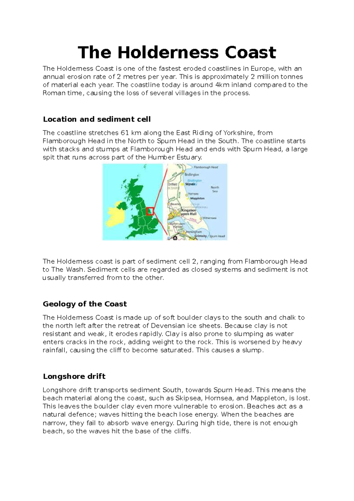 Holderness Coast: Rapid Erosion & Its Economic, Social, and ...