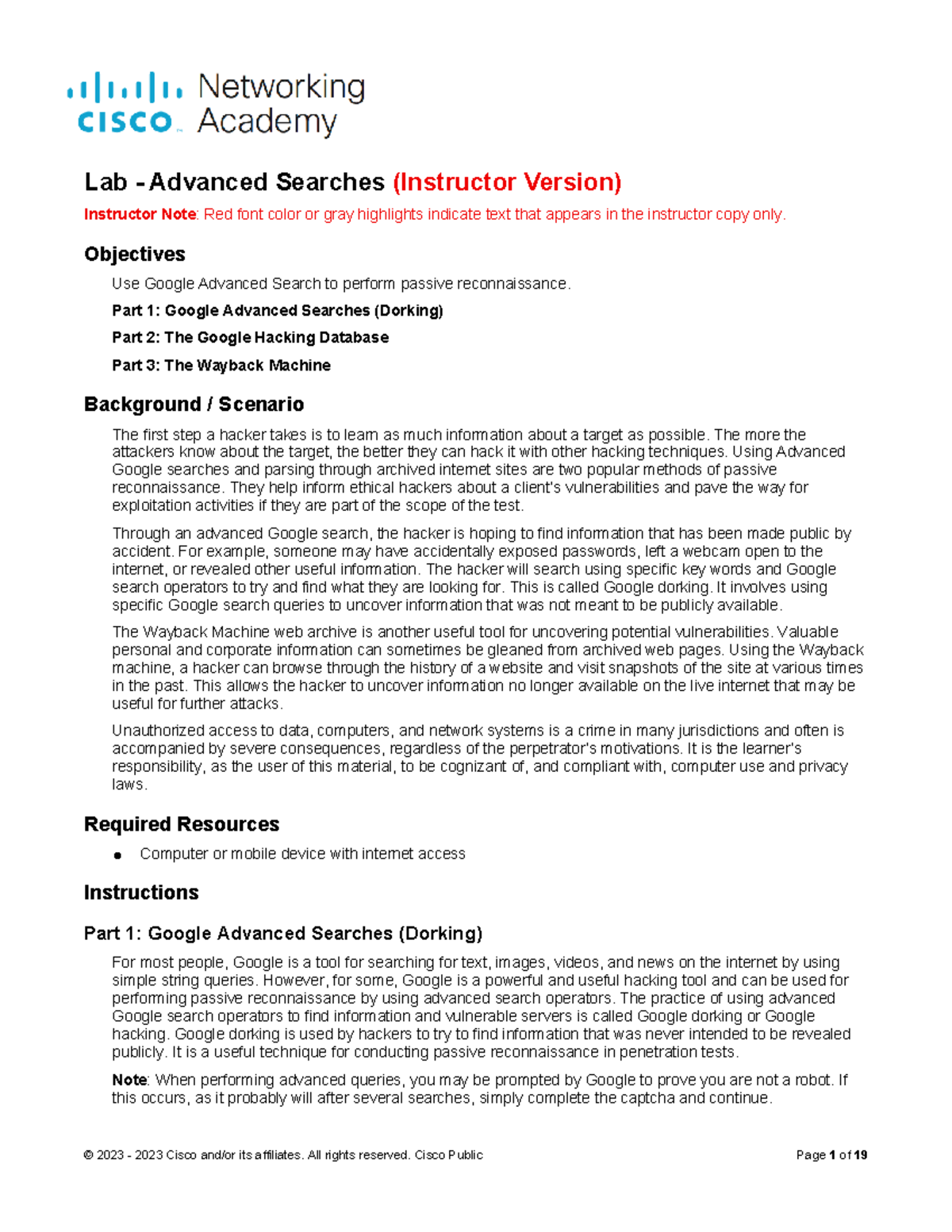 Lab 3: Advanced Google Searches for Passive Reconnaissance - Studocu