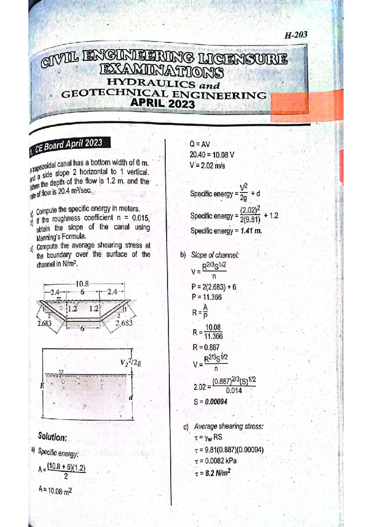 CIVIL ENGINEERING CE Board Exam Review: Hydraulics & Geotechnical April 2023 - Studocu