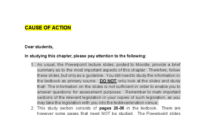 CAUSE OF ACTION: Understanding Legal Claims and Facta Probanda - Studocu
