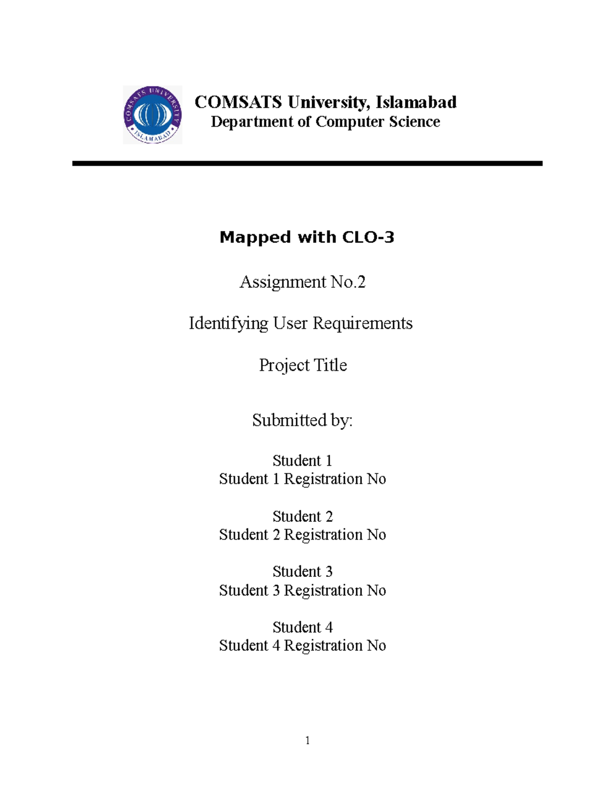 Assignment 2 template - COMSATS University, Islamabad Department of ...