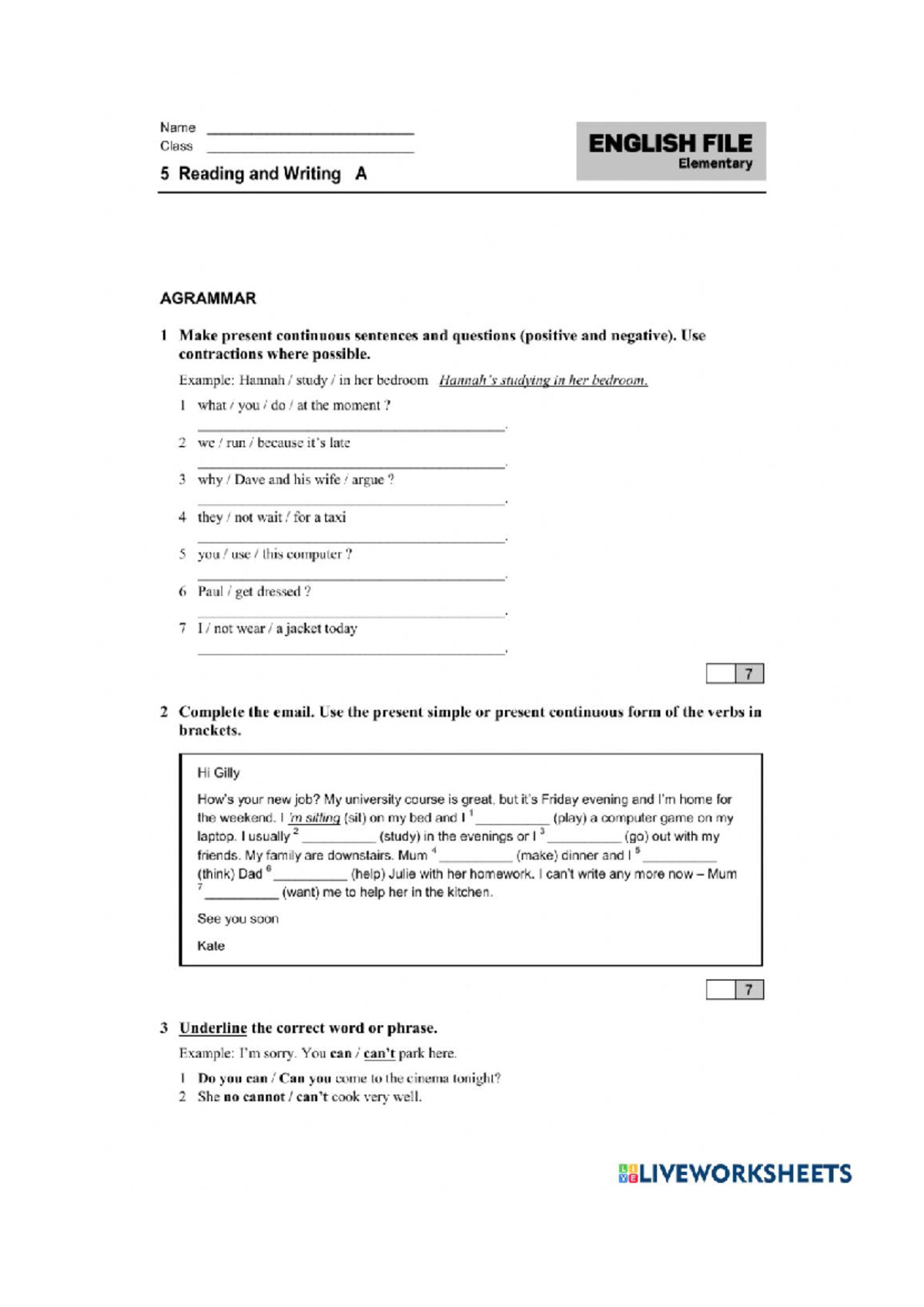 ENGLISH FILE Elementary 5 Unit 5 Test: Reading, Writing, Listening ...