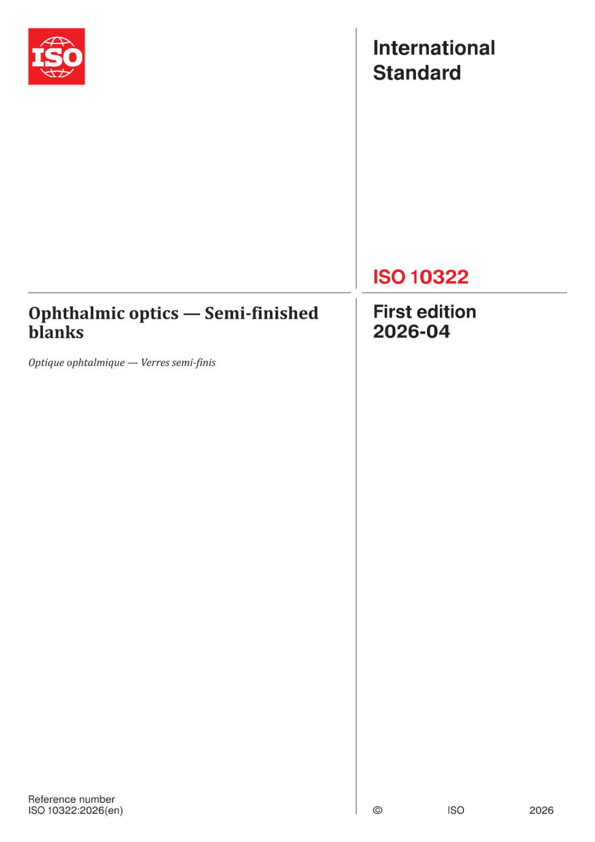 ISO 10322:2026 - International Standard for Ophthalmic Optics Blanks ...