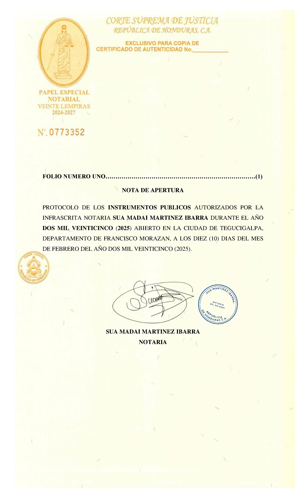 Protocolo Notarial SUA Martinez Ibarra - FOLIO NUMERO - Studocu