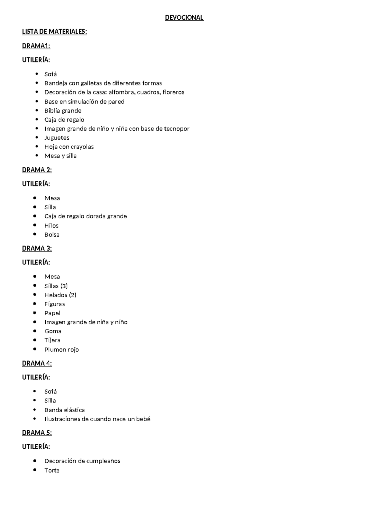 Devocional EBDV[2628]: Materiales y Dramas para la Clase de Drama - Studocu