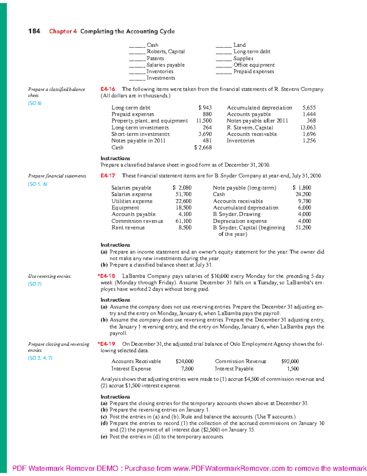 Chapter 4 Problems and Solutions: Completing the Accounting Cycle (ACCT ...