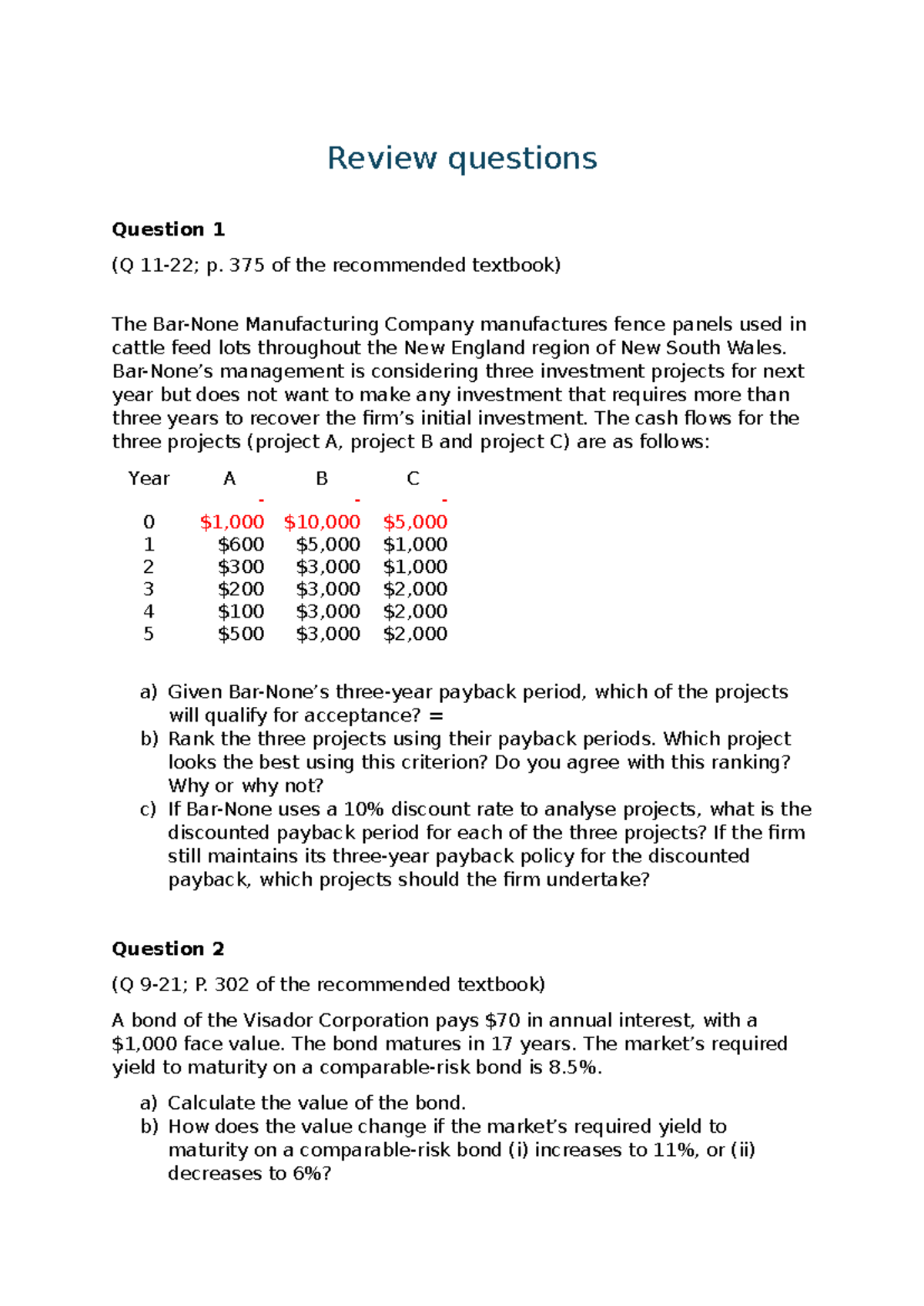 Investment Analysis Review Questions for FIN 301 - Studocu