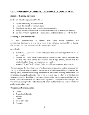 [Solved] Notes on the Shannon and Weaver models of communication and ...