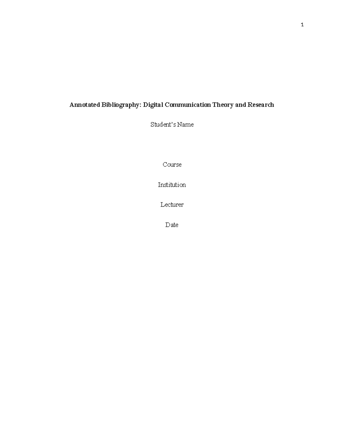 Annotated Bibliography: Digital Communication & Fitness Inclusion - Studocu
