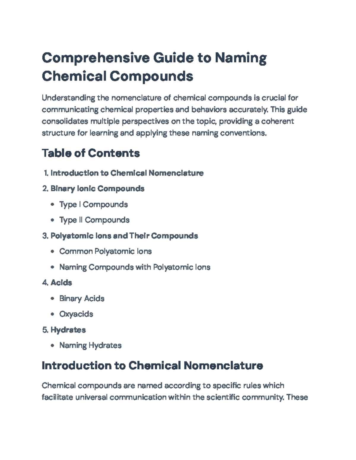 Comprehensive Guide to Chemical Nomenclature and Naming Conventions ...