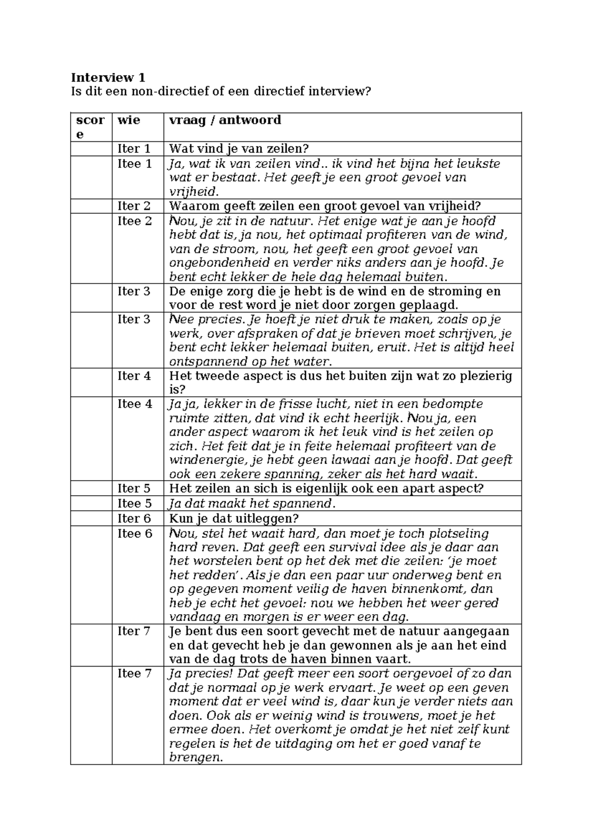 Interview Voorbeeld 1 - Non-Directief of Directief Interview? - Studeersnel