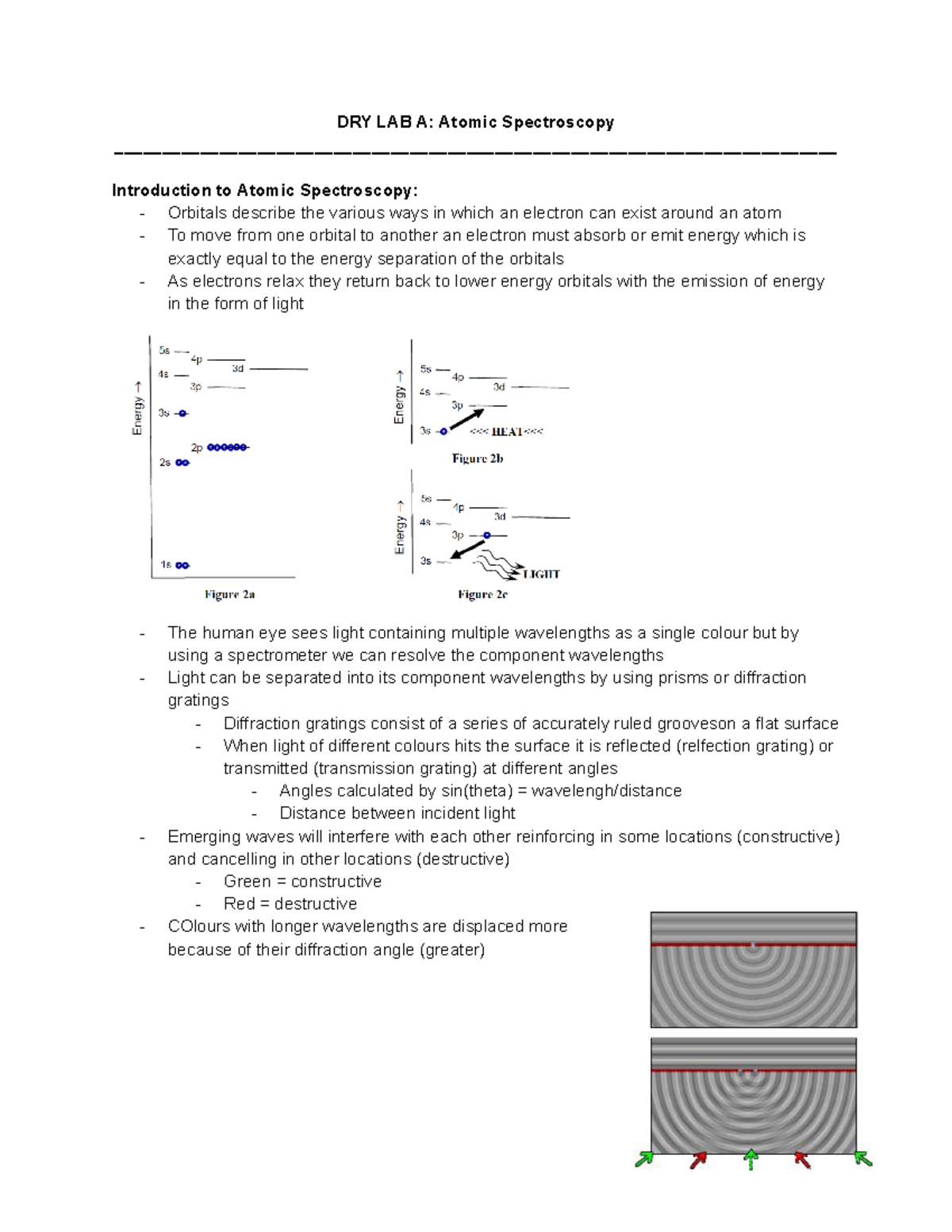 DRY LAB A notes - DRY LAB A: Atomic Spectroscopy - Studocu