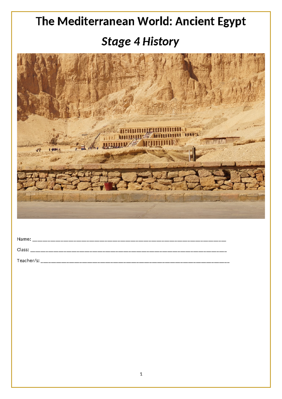 Ancient Egypt History Overview: Stage 4 History Booklet - Studocu