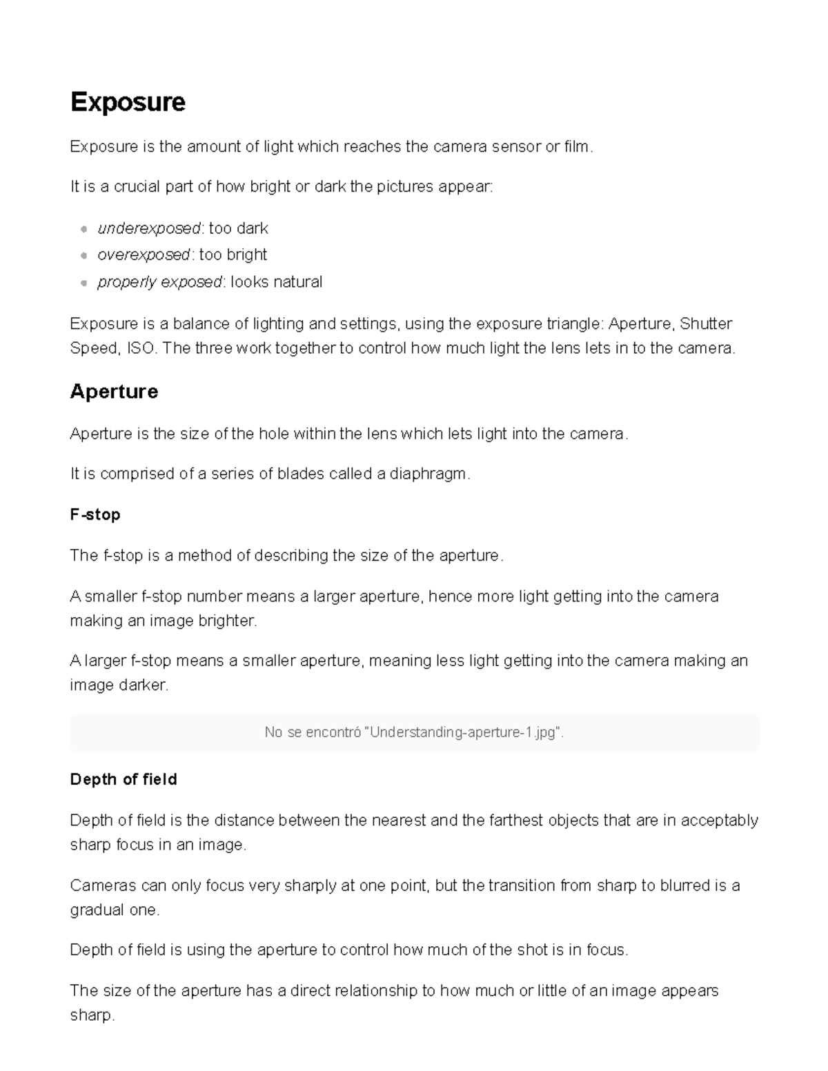 Photography: Understanding Exposure, Aperture, and Shutter Speed - Studocu