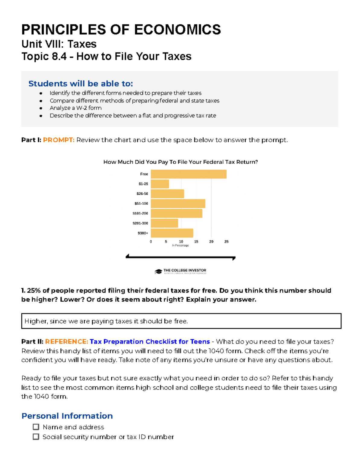 Copy of Topic 8.4 - How to File Your Taxes - PRINCIPLES OF ECONOMICS ...