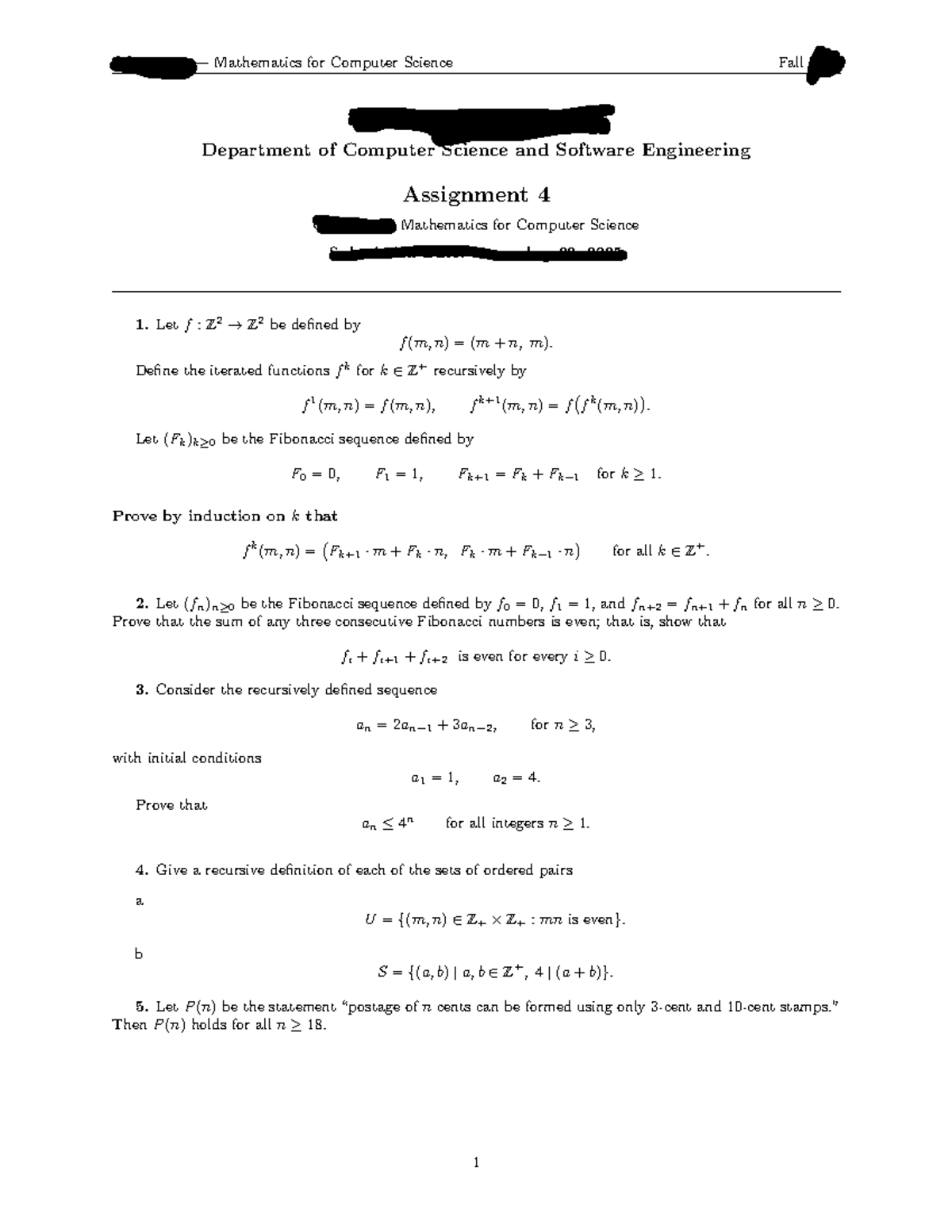 COMP 232 Assignment 4: Discrete Mathematics Fall 2023 - Studocu