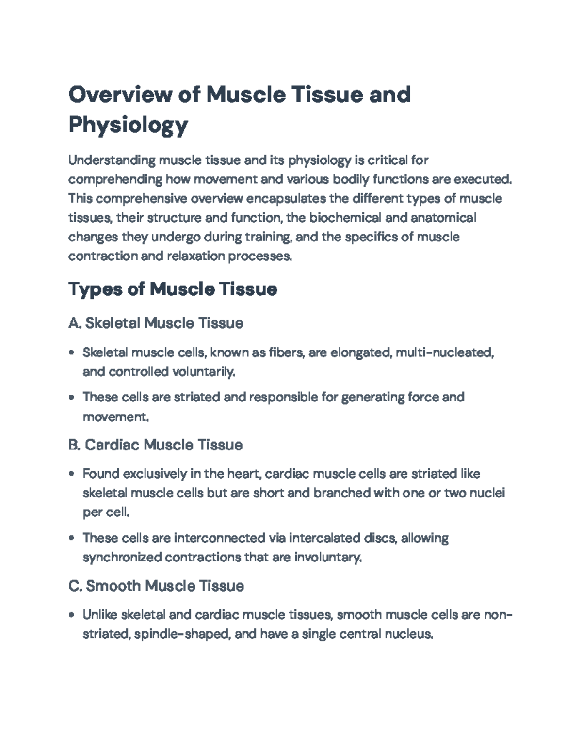 Overview of Muscle Tissue Physiology: Types, Functions & Adaptations ...