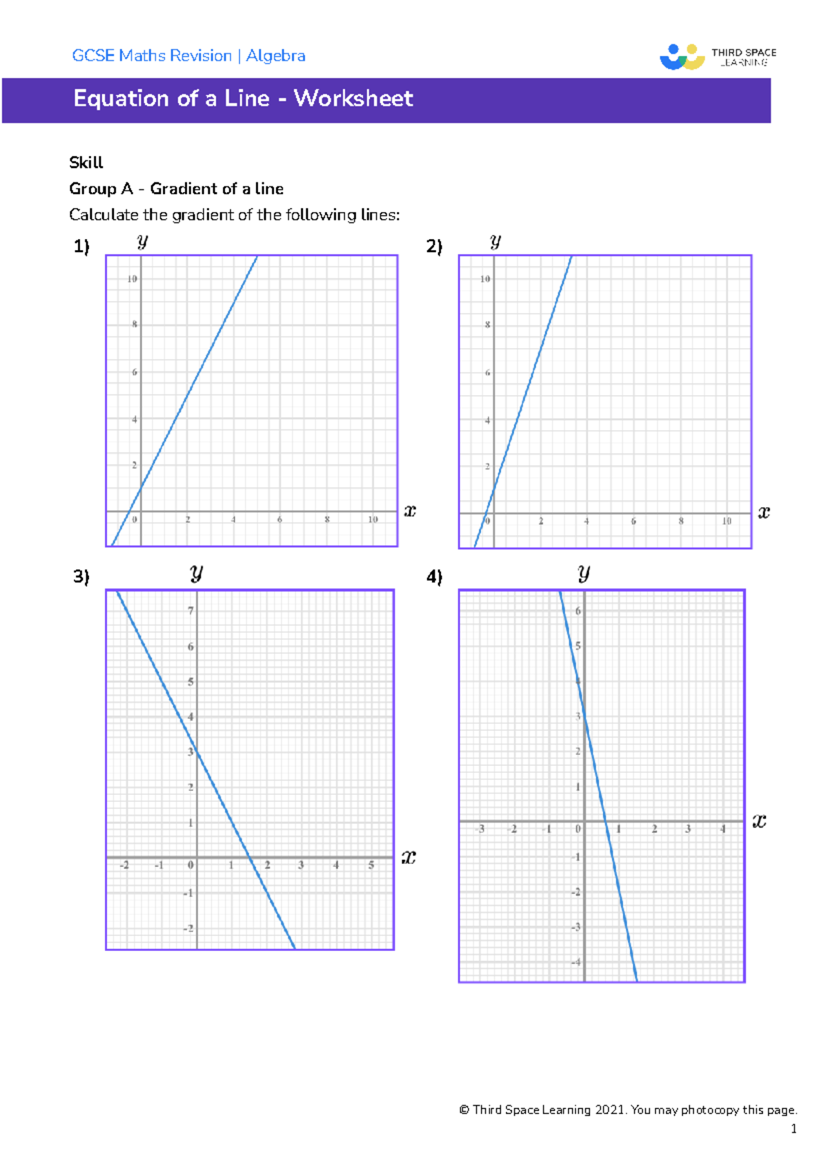 GCSE Equation of a Line Worksheet and Exam Questions Guide - Studocu