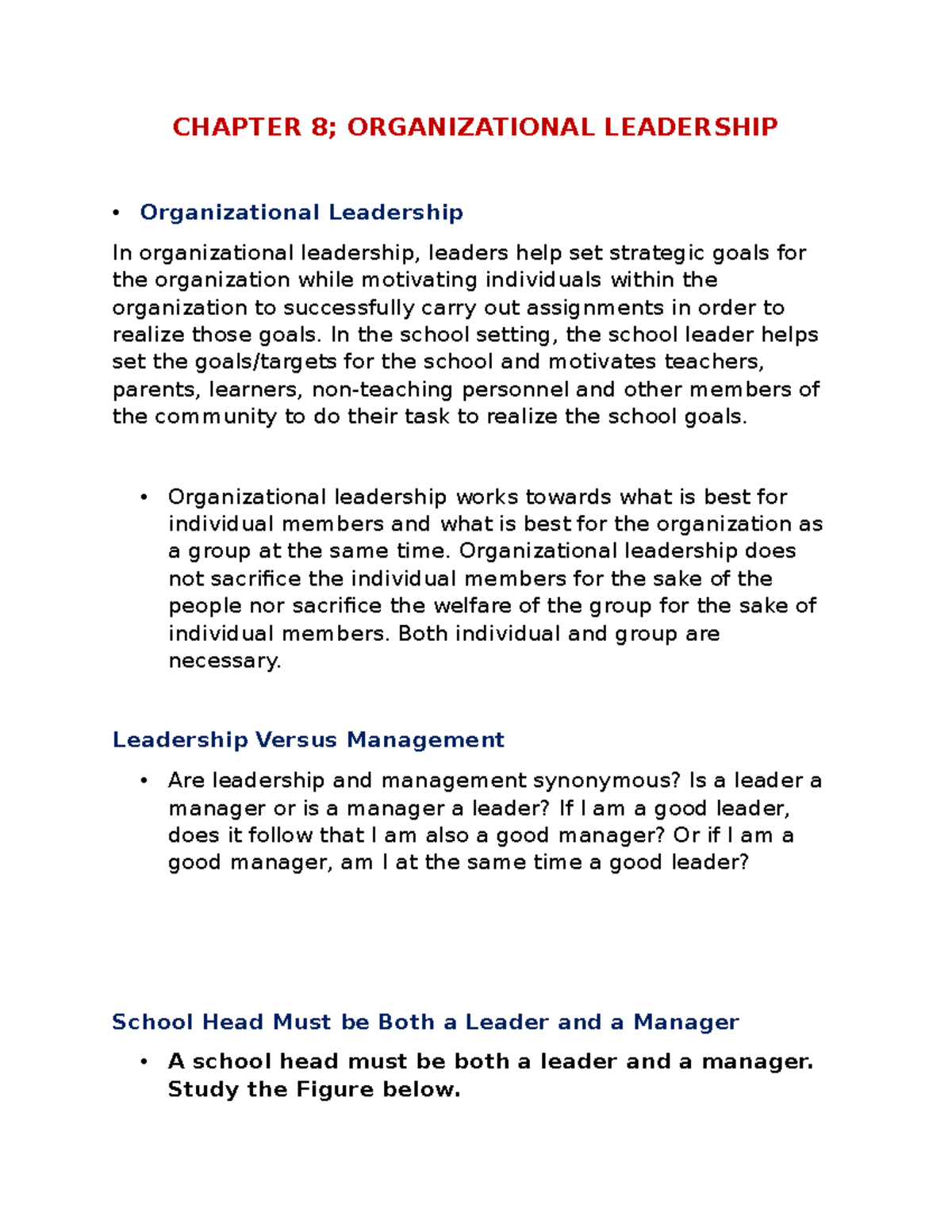 Chapter 8: Organizational Leadership Insights and Dynamics - Studocu