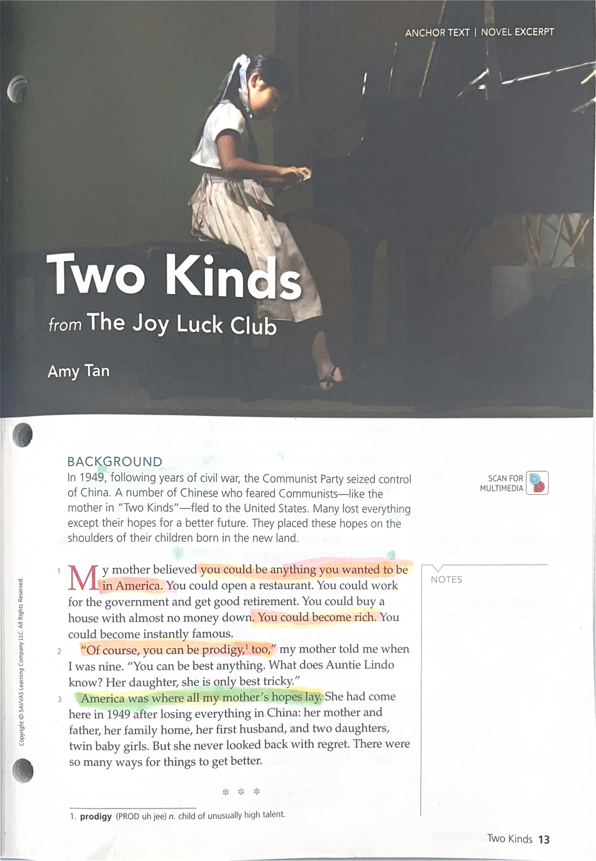 Two Kinds: Excerpt Analysis from The Joy Luck Club (ENG 101) - Studocu