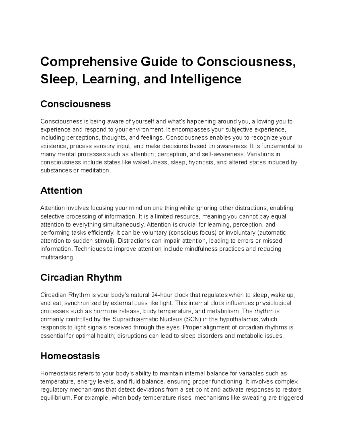 Comprehensive Guide to Psychology: Consciousness, Sleep, and Learning ...