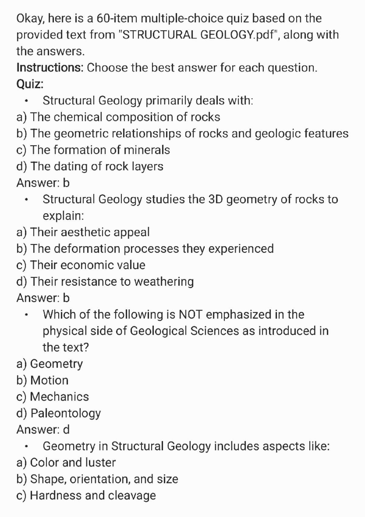 Structural Geology Quiz (SG 101) - Questions & Answers - Studocu