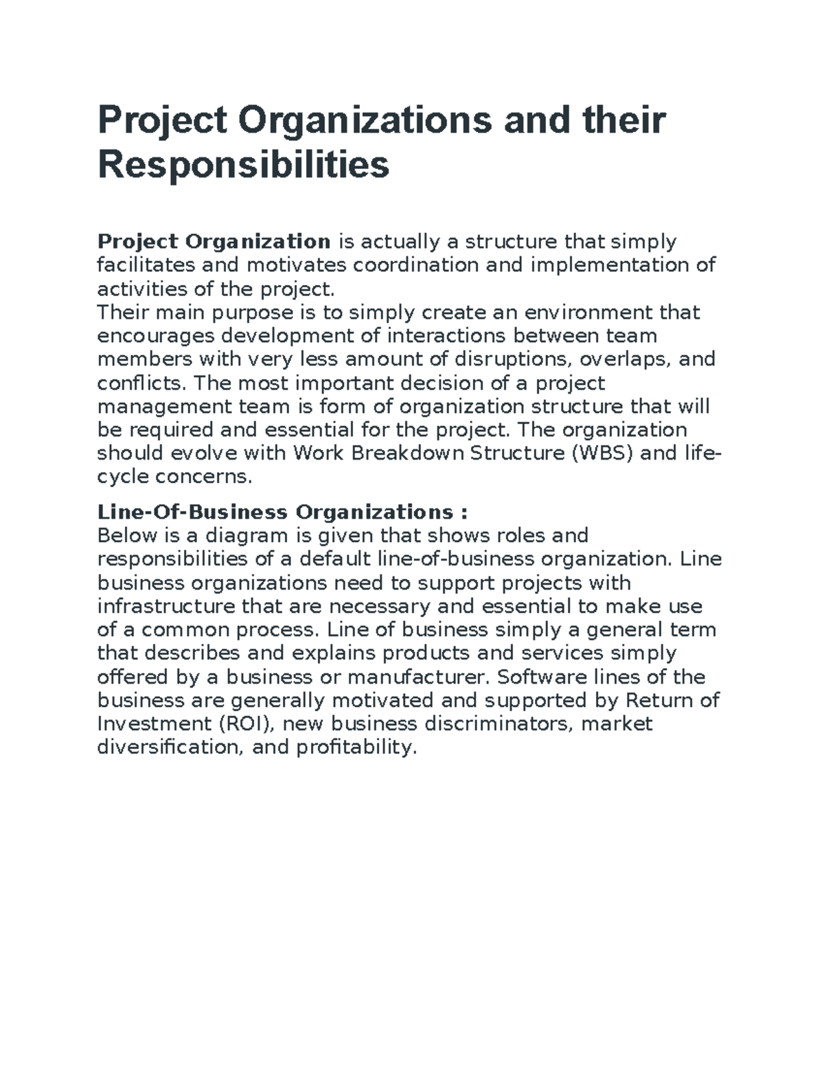 Project Organizations and their Responsibilities - Project ...