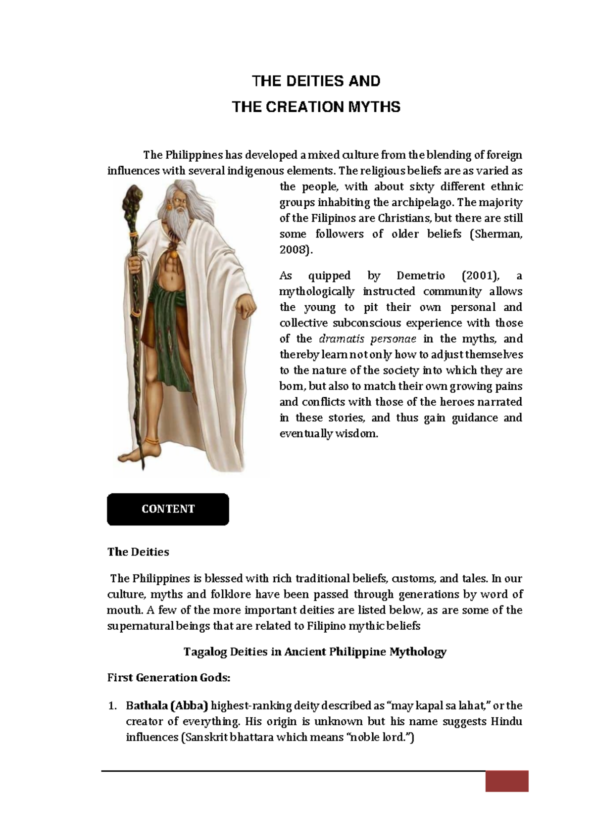 Philippine Mythology: Deities and Creation Myths (CULT 101) - Studocu
